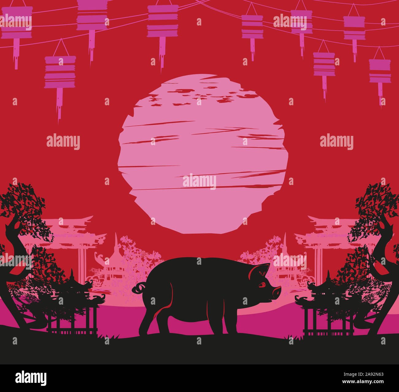 Chinese zodiac the year of Pig Stock Photo - Alamy