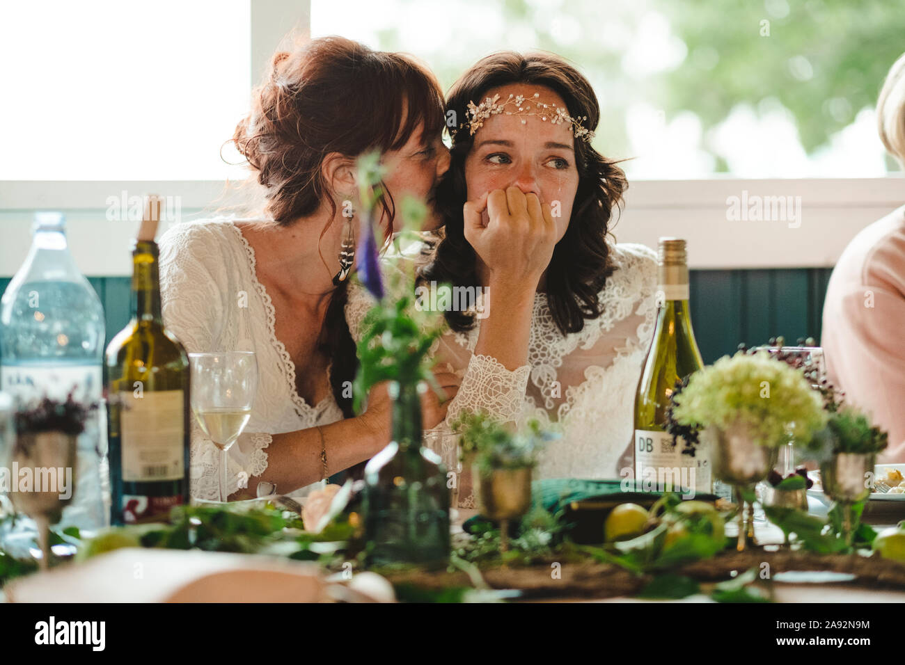 Brides at wedding reception Stock Photo - Alamy
