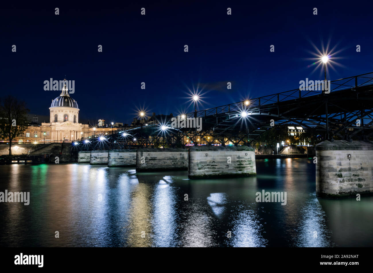 Pont des Arts. Famous French bridge leading to French Institute Stock ...