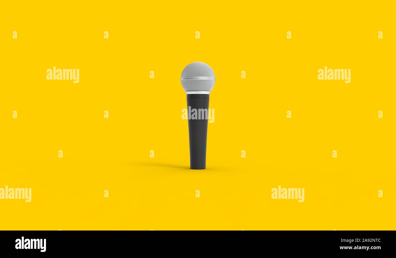 Microphone isolated on Yellow 3D Rendering Stock Photo - Alamy