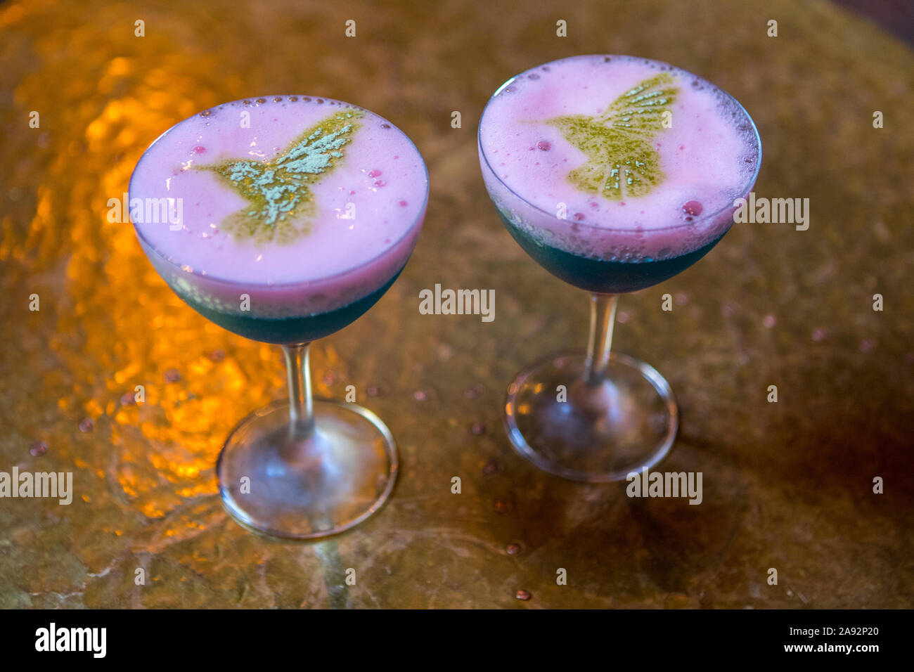Two alcoholic Cocktails pictured on a table Stock Photo - Alamy