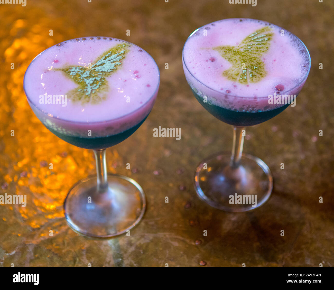 Two alcoholic Cocktails pictured on a table Stock Photo - Alamy