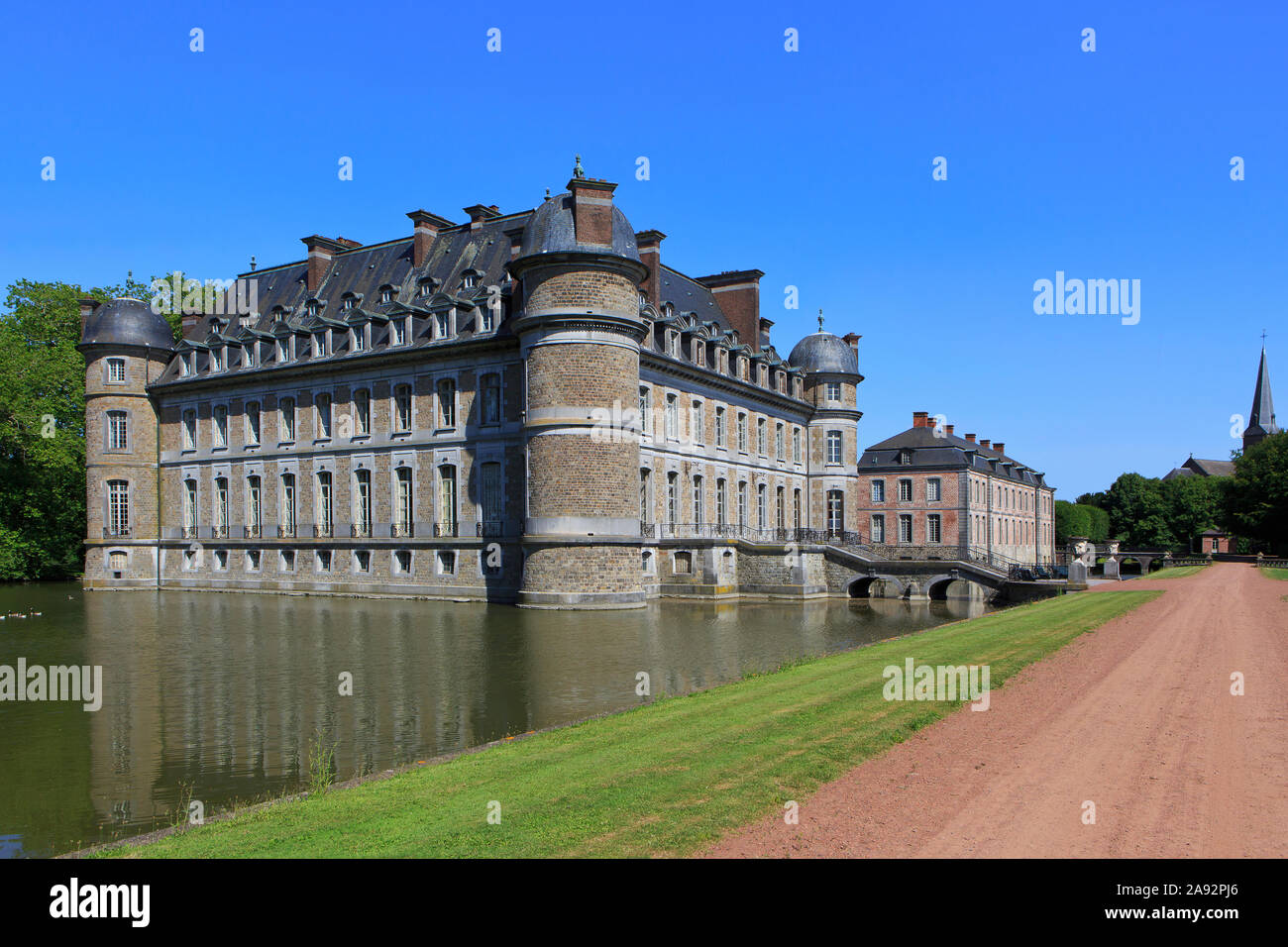 The 14th-century Chateau de Beloeil, residence of the Prince de Ligne ...