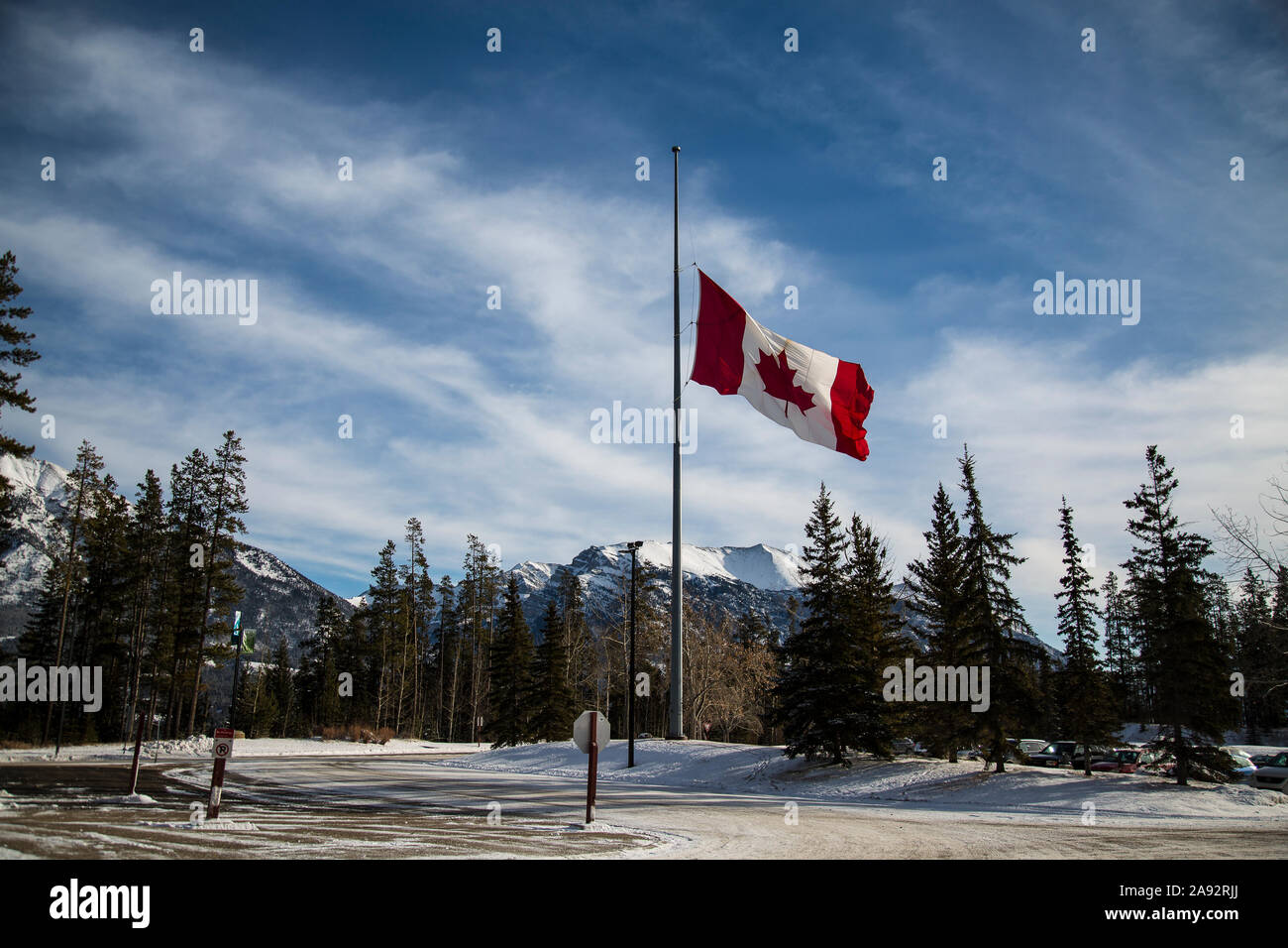 Canada flag banff hi-res stock photography and images - Alamy