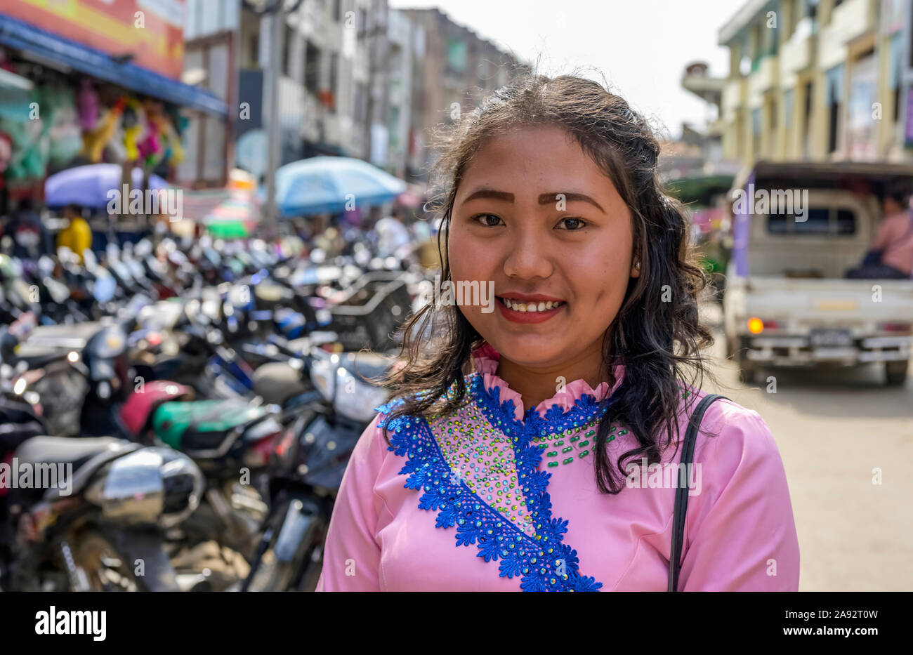 Girl at the market; Lashio, Shan State, Myanmar Stock Photo - Alamy