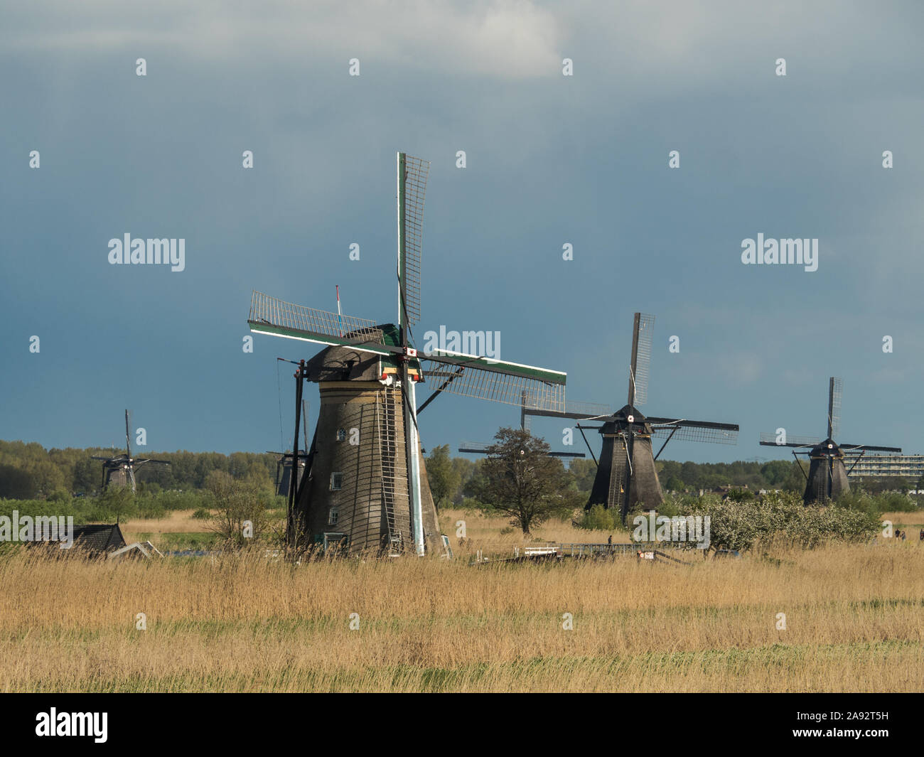 Historical dutch windmills at Kinderdijk, South Holland, Netherlands ...