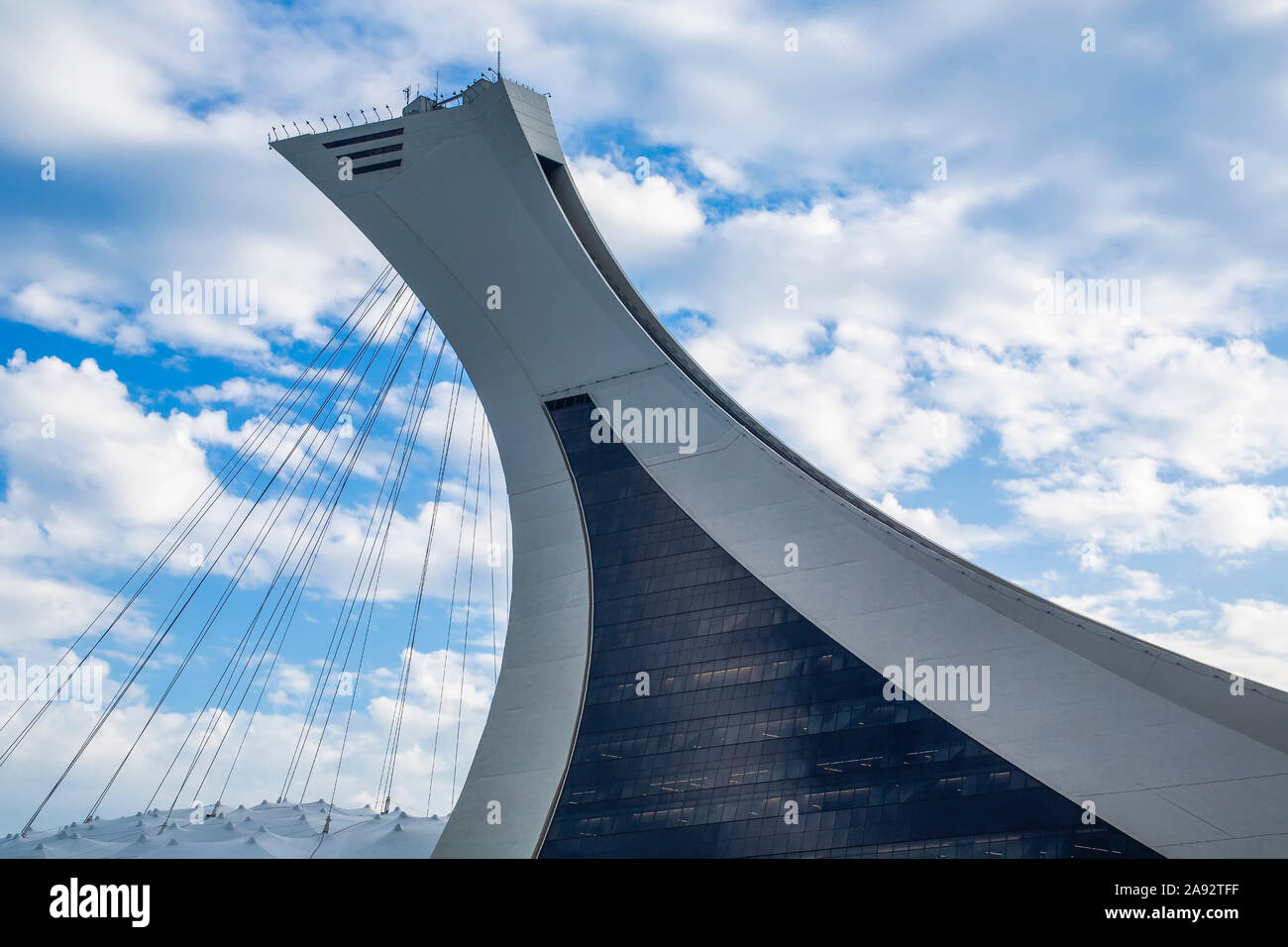 Inclined tower of Montreal Olympic Stadium; Montreal, Quebec, Canada ...