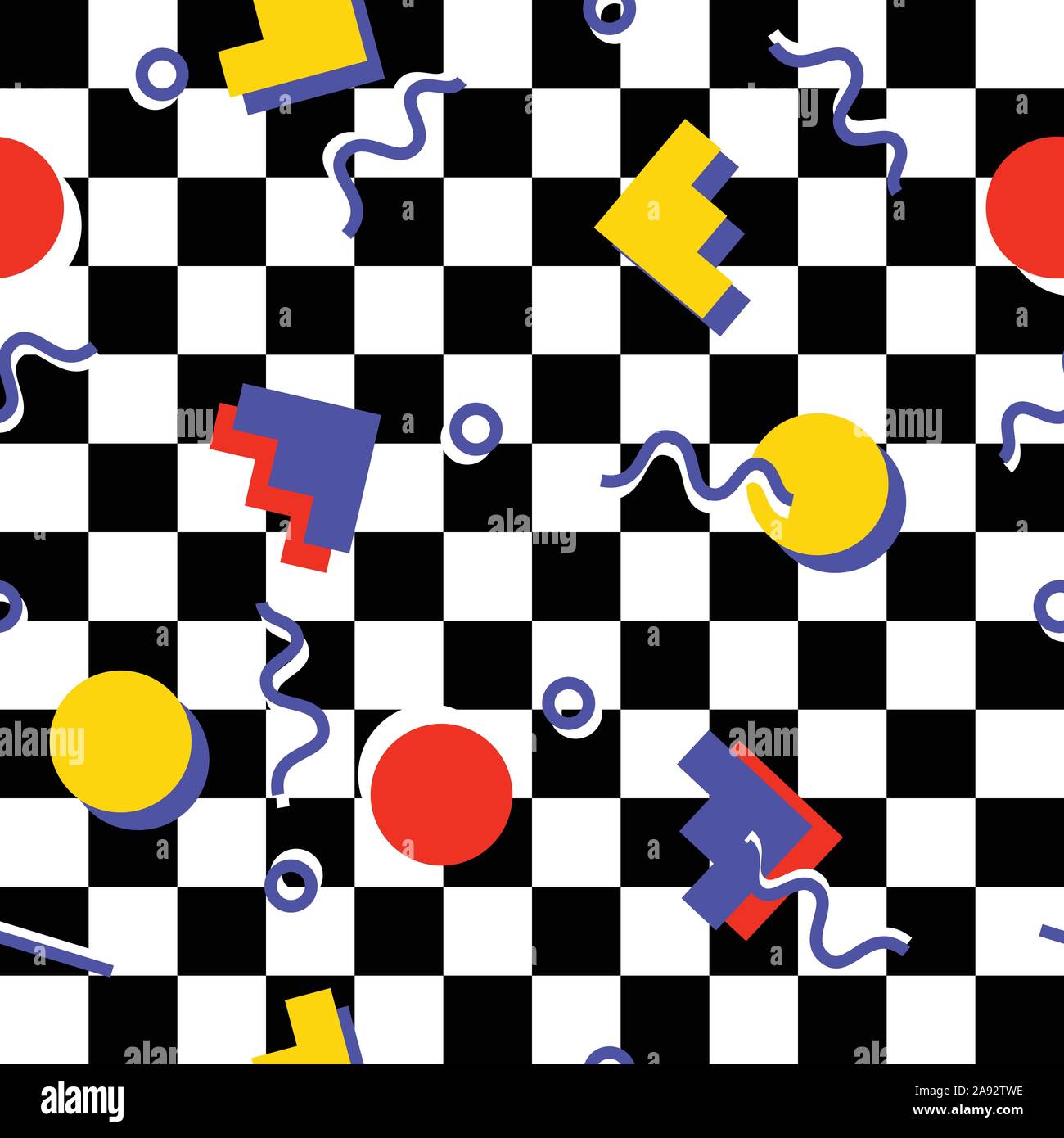 Seamless pattern with 80s memphis style geometric repeating ornament ...