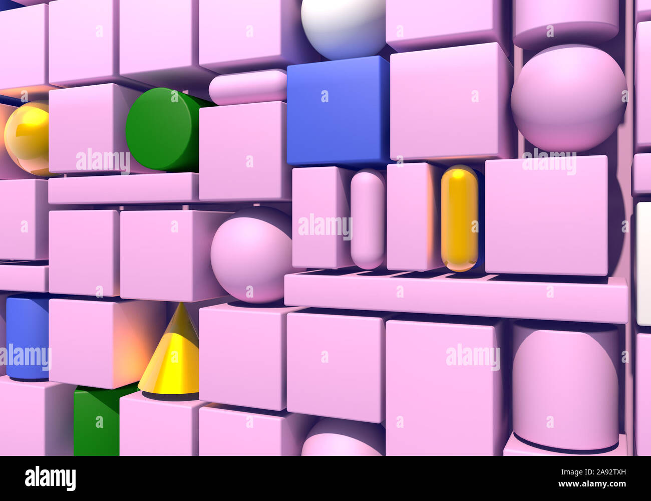 Abstract background with wall of multiple 3d shapes Stock Photo - Alamy