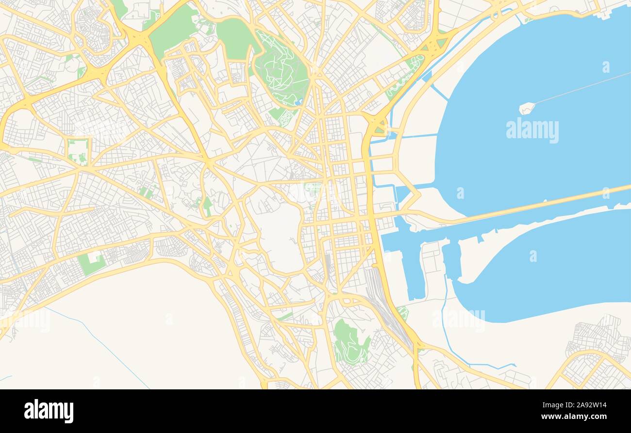 Printable street map of Tunis, Tunisia. Map template for business use ...