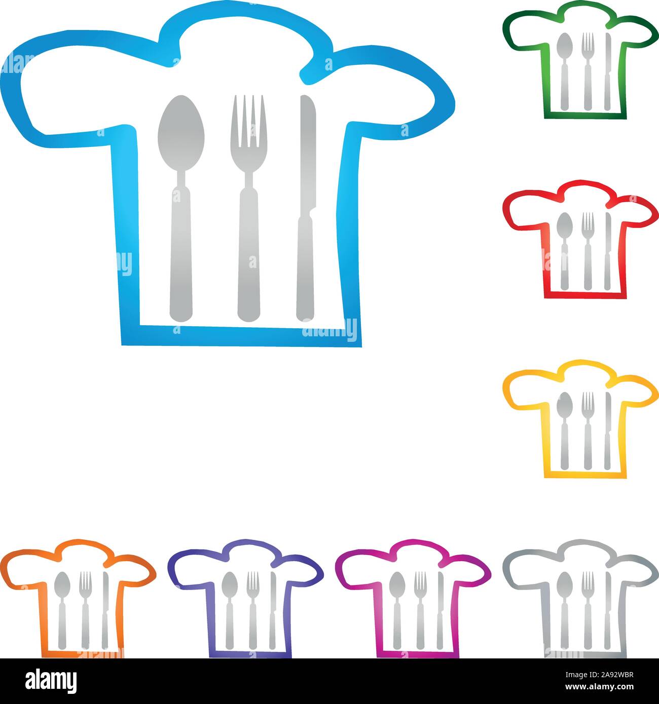 Chef's hat, fork, knife, spoon, logo Stock Vector Image & Art - Alamy