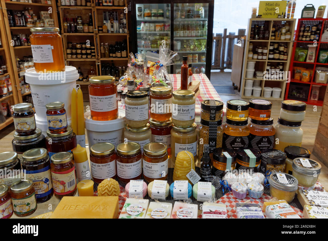 Quebec honey products for sake at the Jean Talon Market, Montreal ...