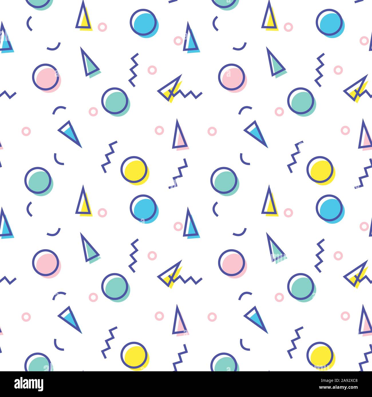 Seamless pattern with 80s memphis style geometric repeating ornament ...