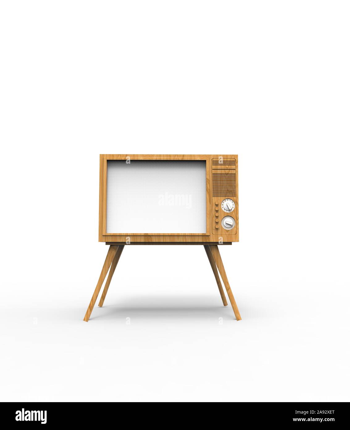 Old Vintage Wood TV 3D Rendering Stock Photo - Alamy