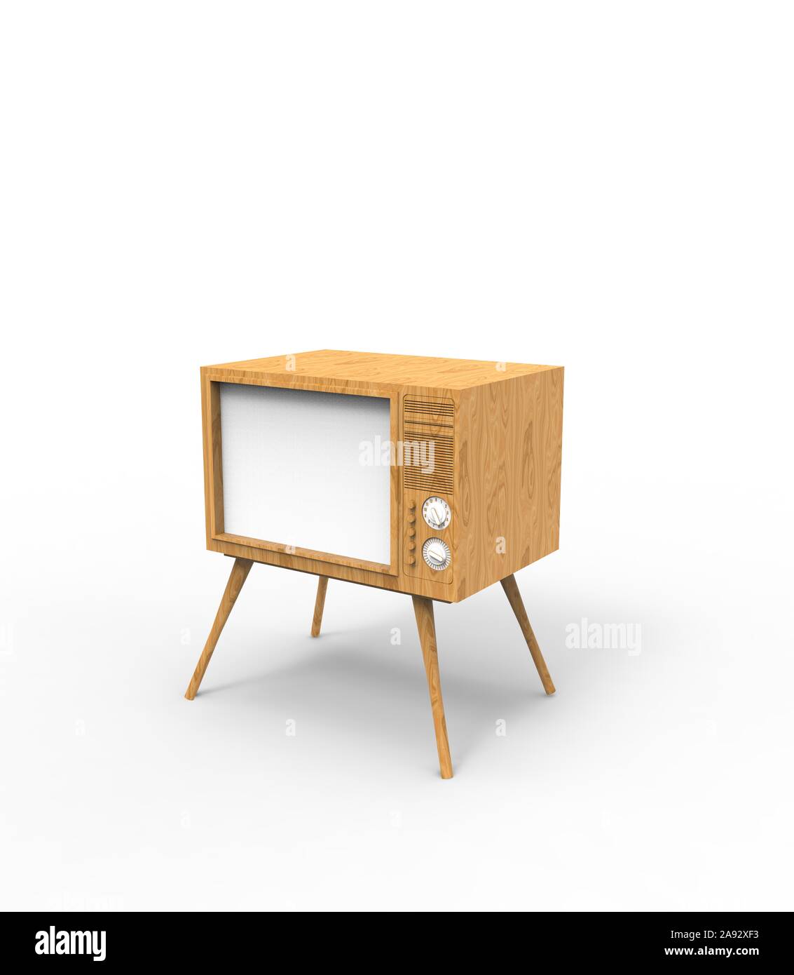 Old Vintage Wood TV 3D Rendering Stock Photo - Alamy