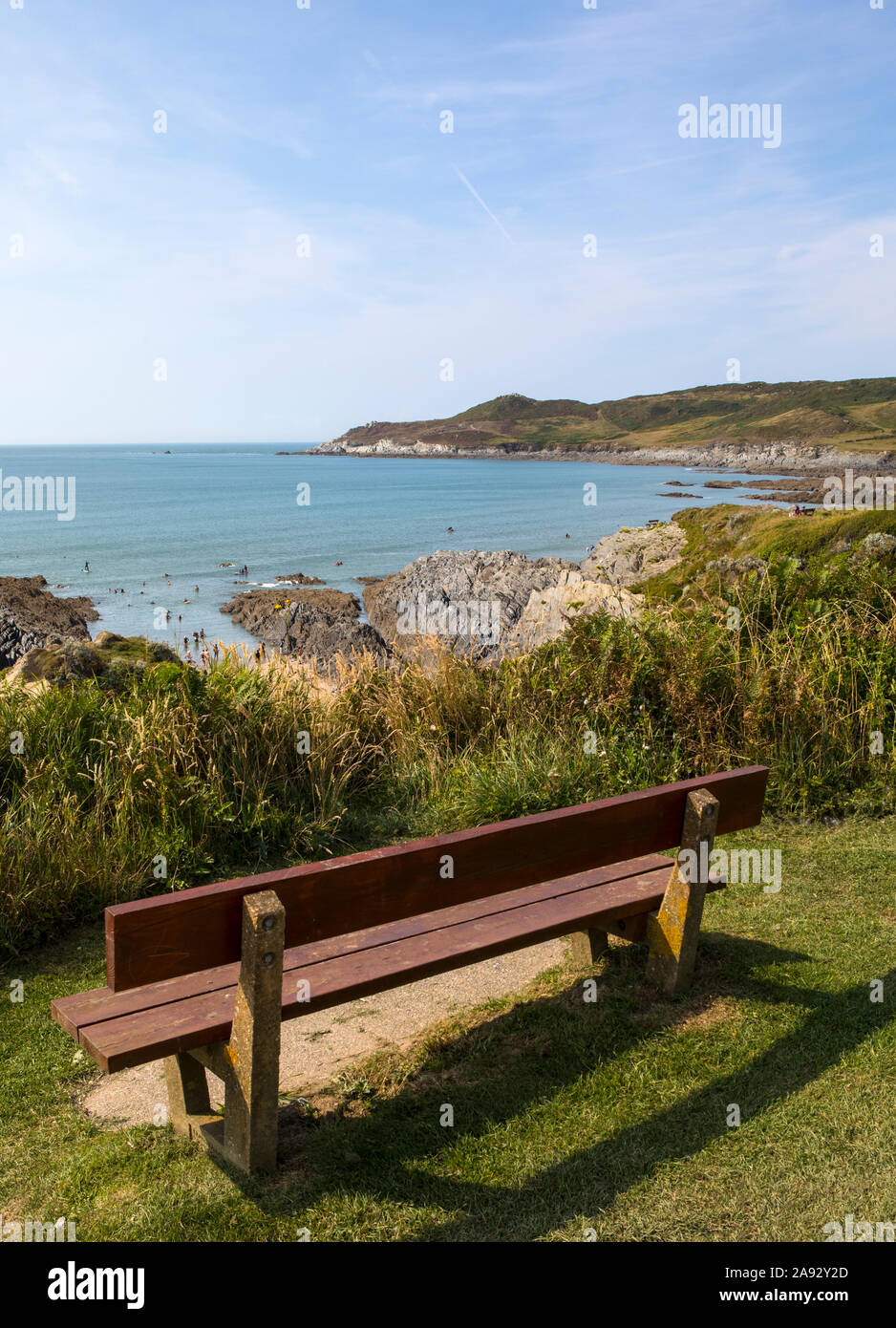 A view of the beautiful Barricane Beach in Woolacombe in North Devon ...