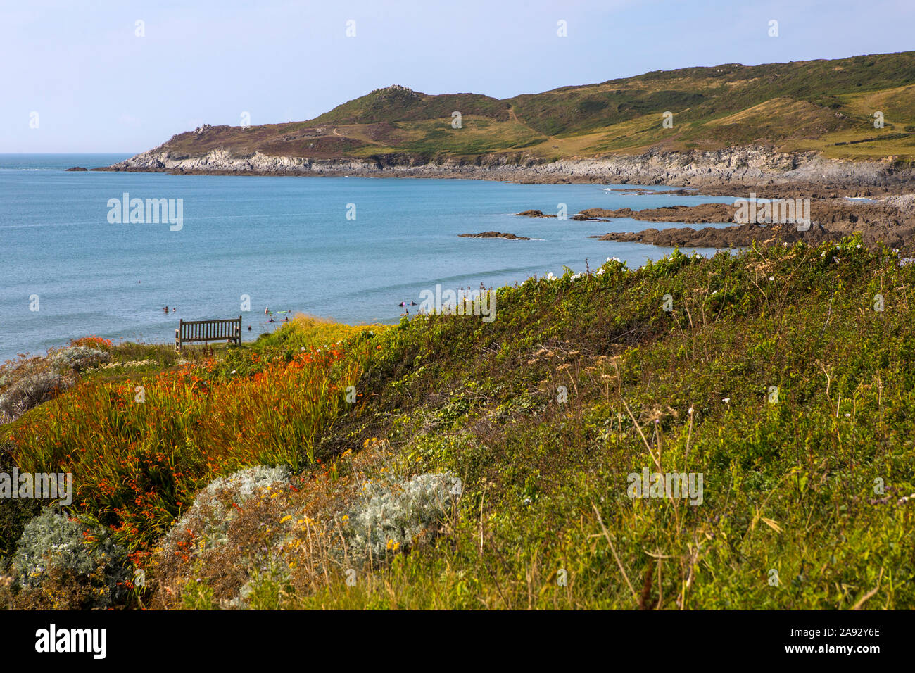 A view of the beautiful Barricane Beach in Woolacombe in North Devon ...