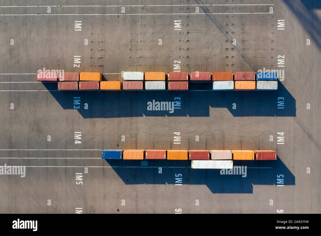Aerial view of cargo containers Stock Photo - Alamy