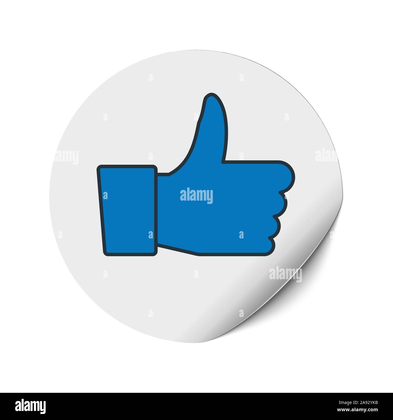 Sign thumb up. Round sticker or label with a curved corner Stock Vector ...