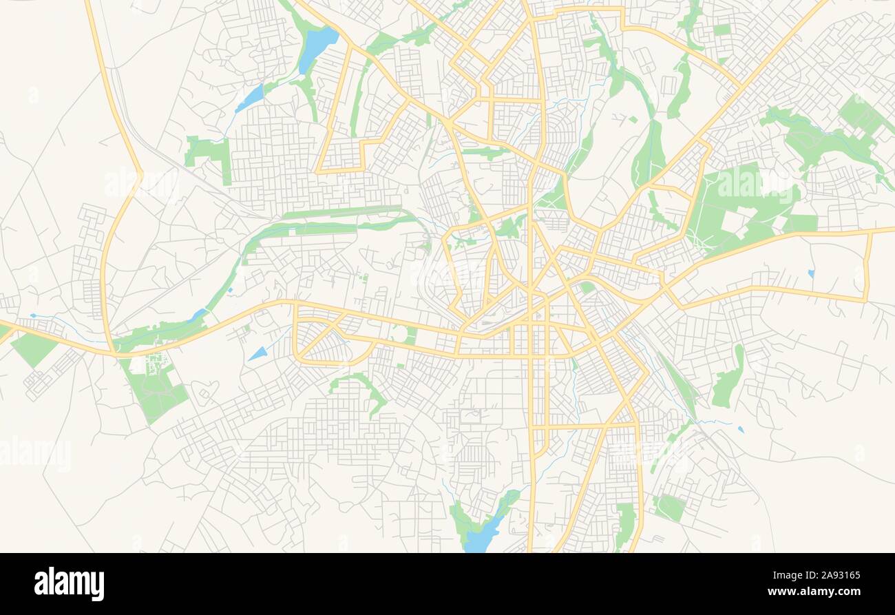 Printable street map of Bouake, Ivory Coast. Map template for business ...