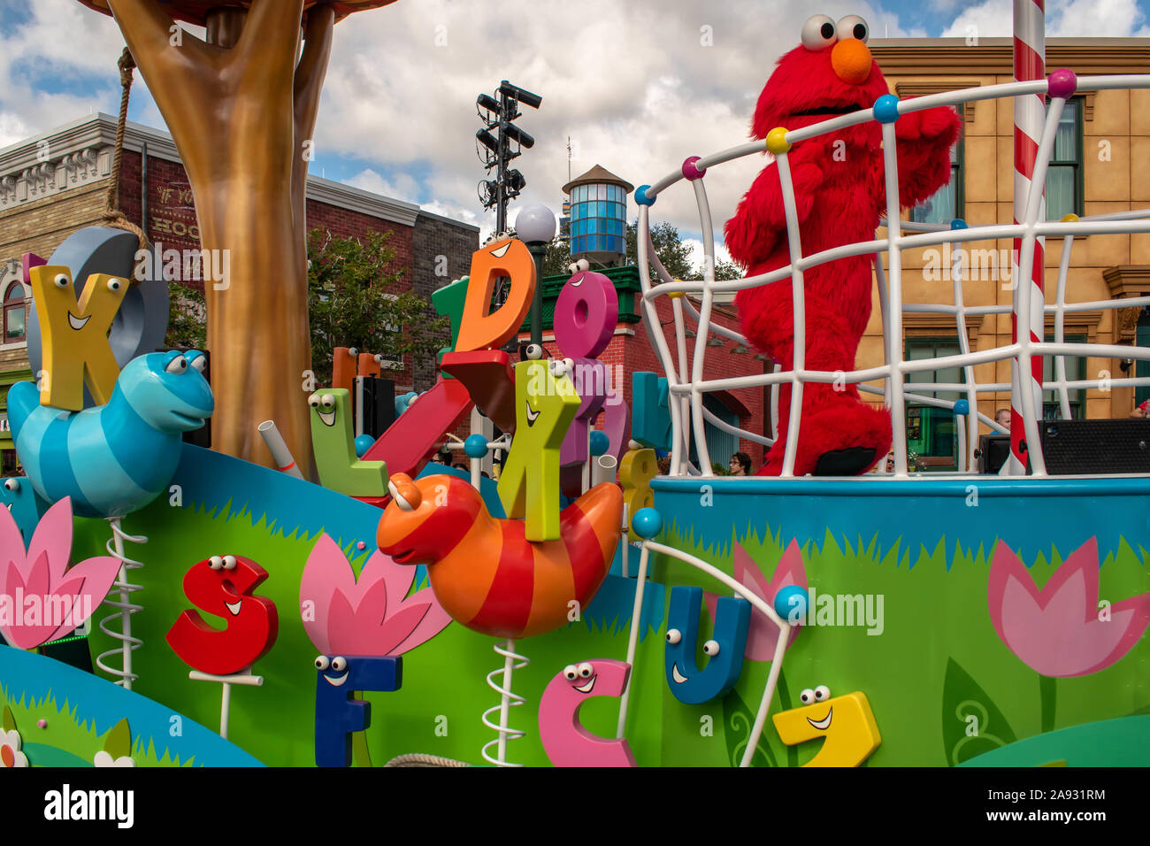 Orlando, Florida November 09, 2019. Elmo on colorful float in Sesame ...