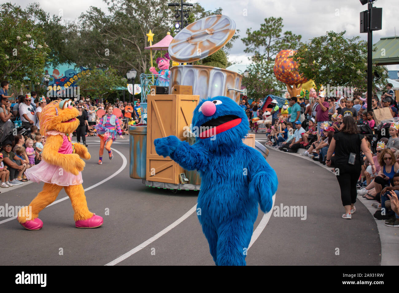 Orlando, Florida November 09, 2019. Grover and Zoe in Sesame Street ...