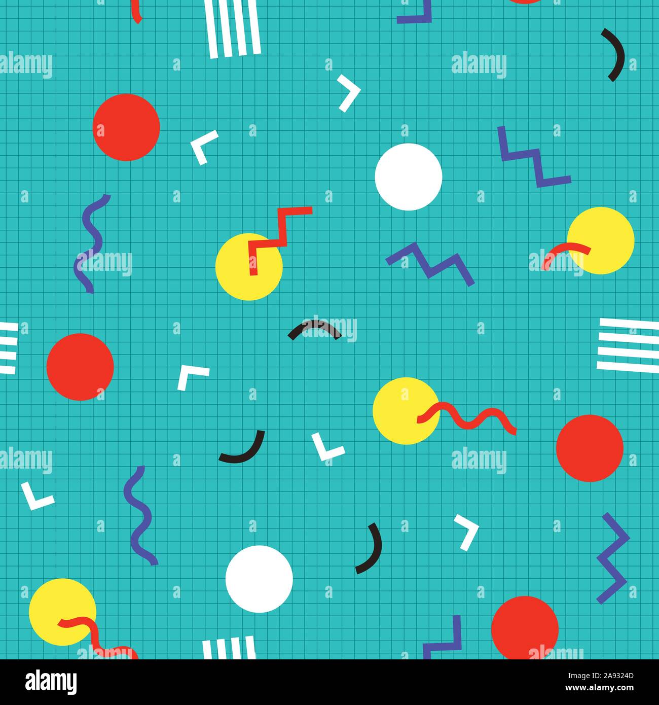 Seamless pattern with 80s memphis style geometric repeating ornament ...
