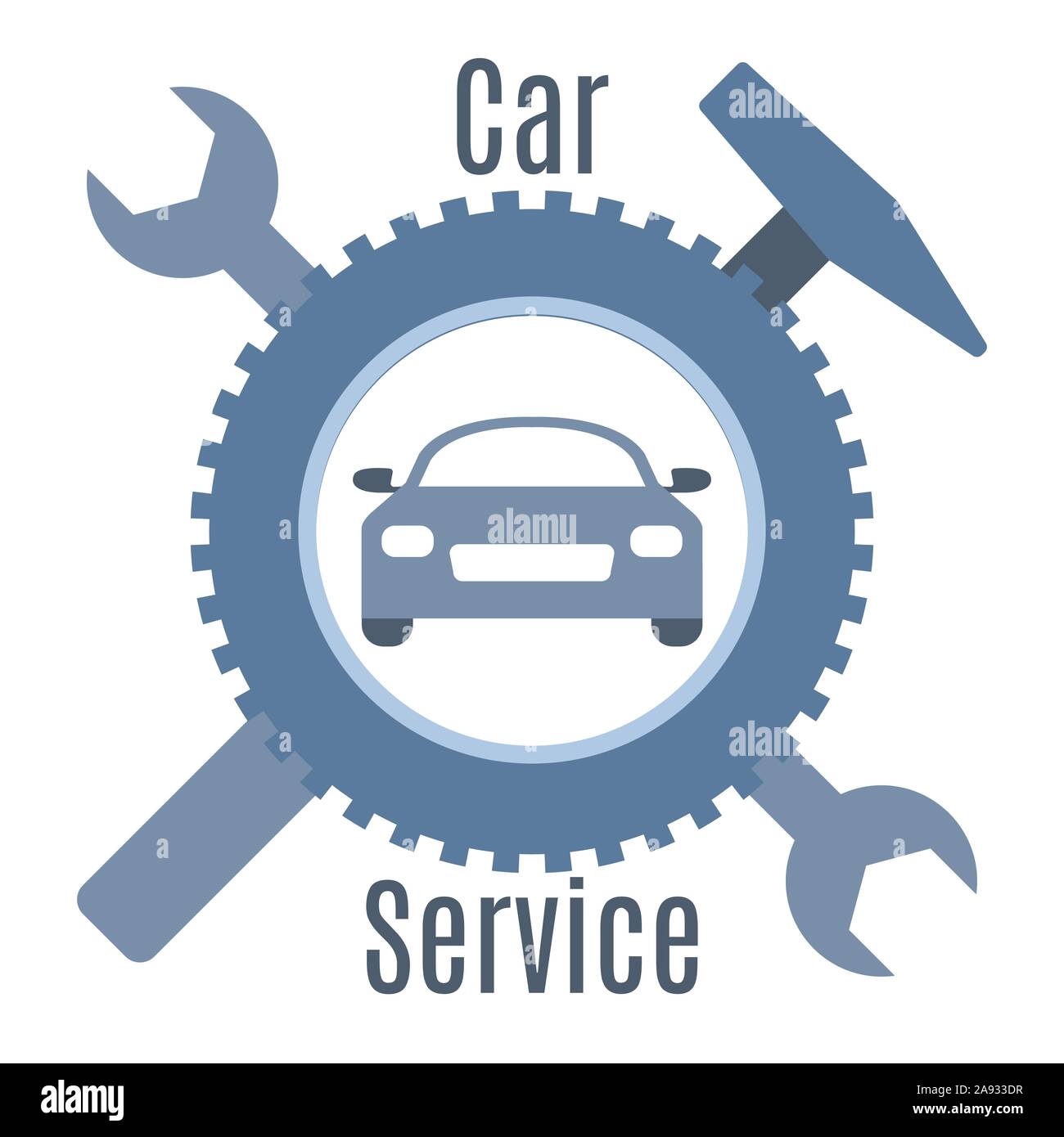 Car service vector illustration concept. Car, wheel, repair tools, sign ...