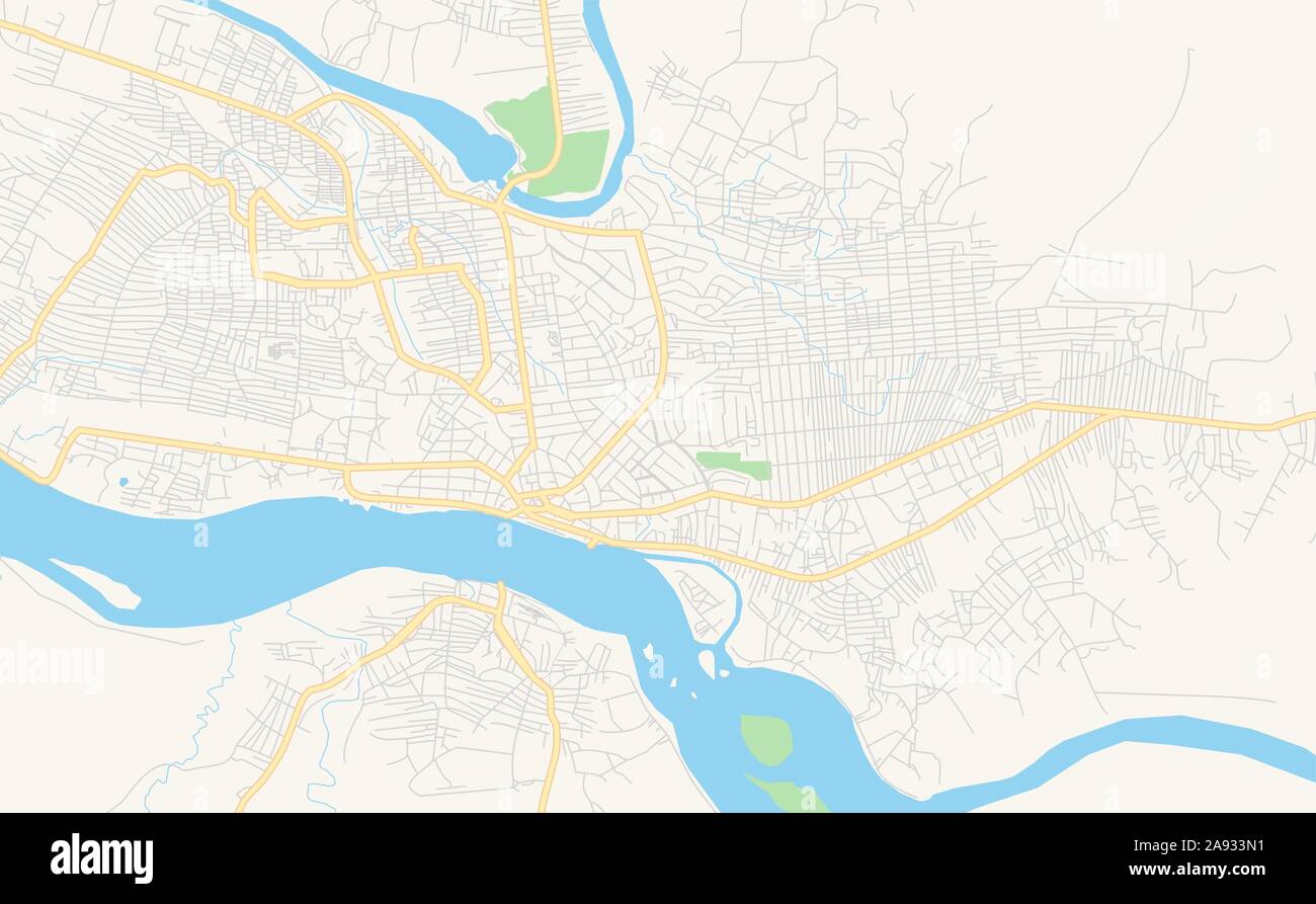 Printable street map of Kisangani, DR Congo. Map template for business ...