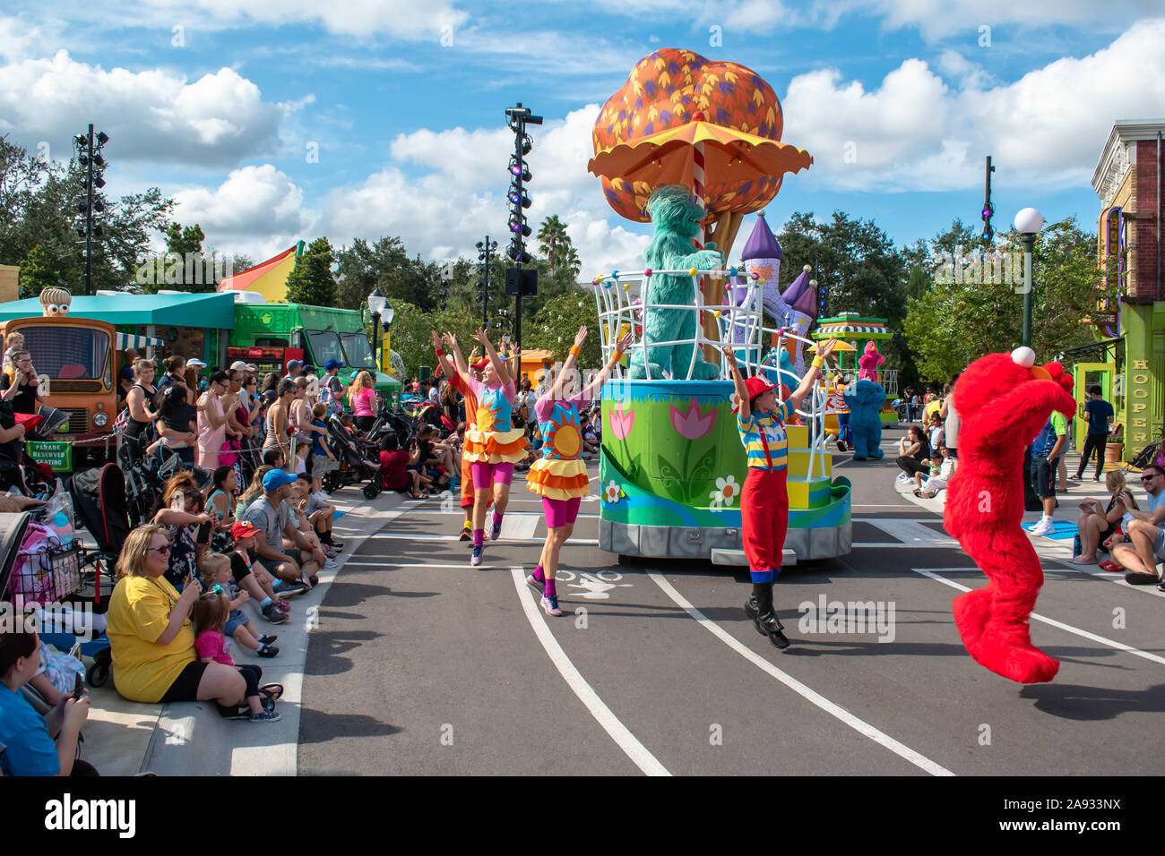 Orlando, Florida. November 06, 2019. Elmo and dancers in Sesame Street ...