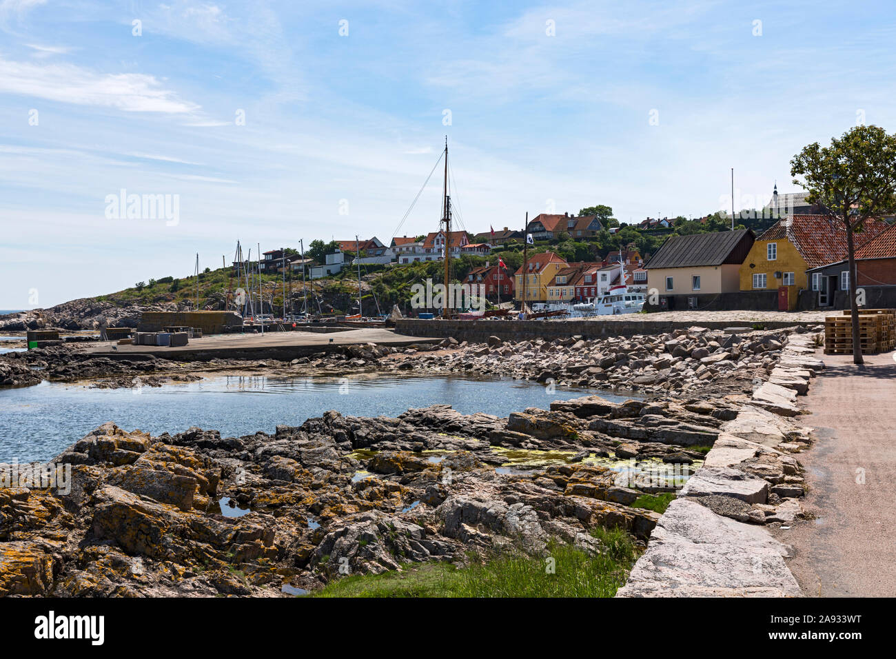 Bornholm, Gudhjem, Hafen, Haeuser Stock Photo - Alamy
