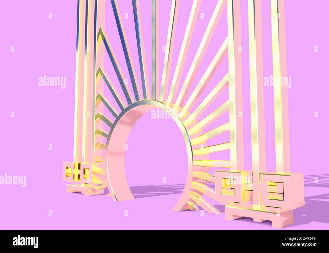 Art deco or modern abstract golden gate with vintage 1920 style Stock ...