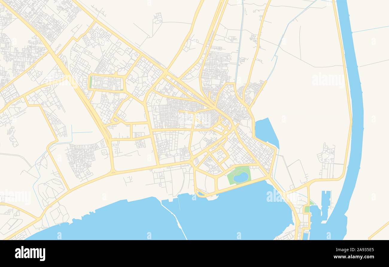 Printable street map of Suez, Egypt. Map template for business use ...