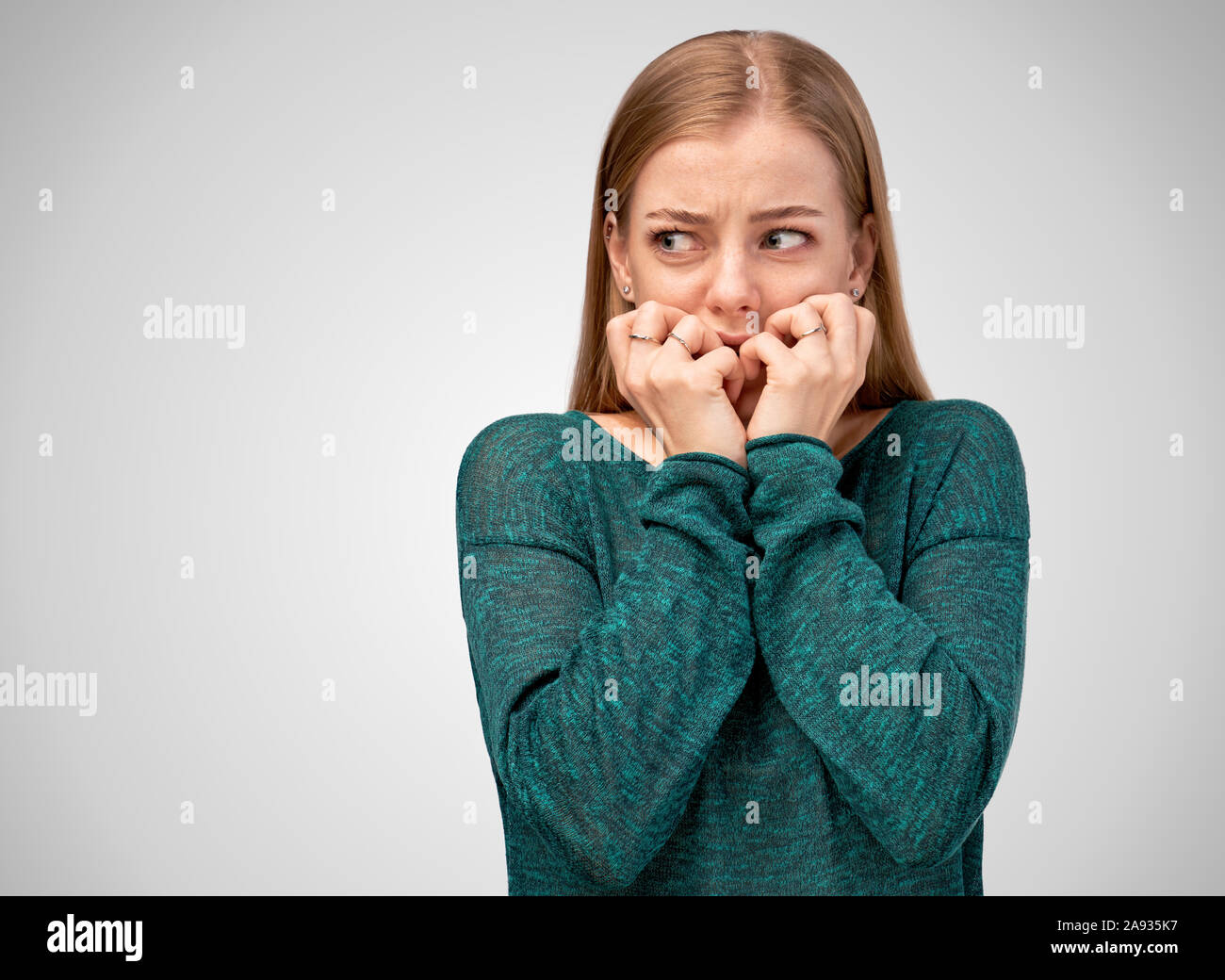girl with ginger hair green eyes wearing sweater Stock Photo - Alamy