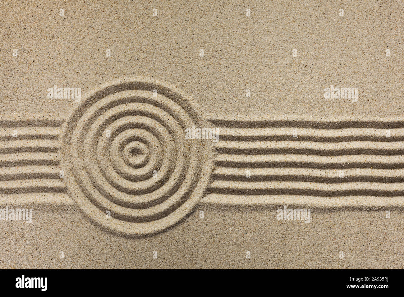 Simple spiritual patterns in a Zen Garden with concentric circles and ...