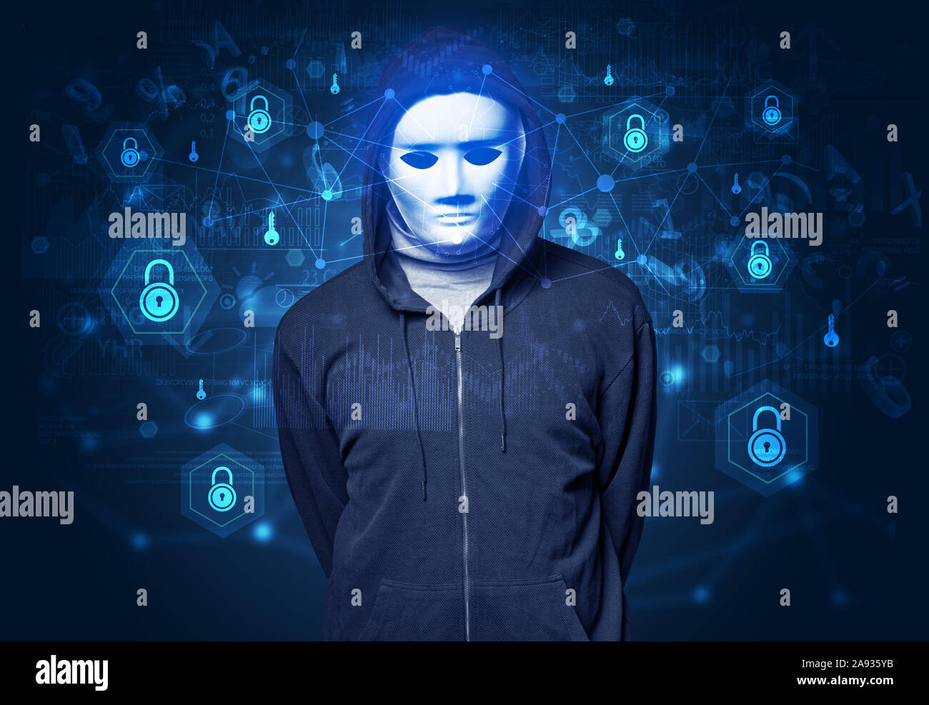 Facial security recognition concept with mesh and locks Stock Photo - Alamy