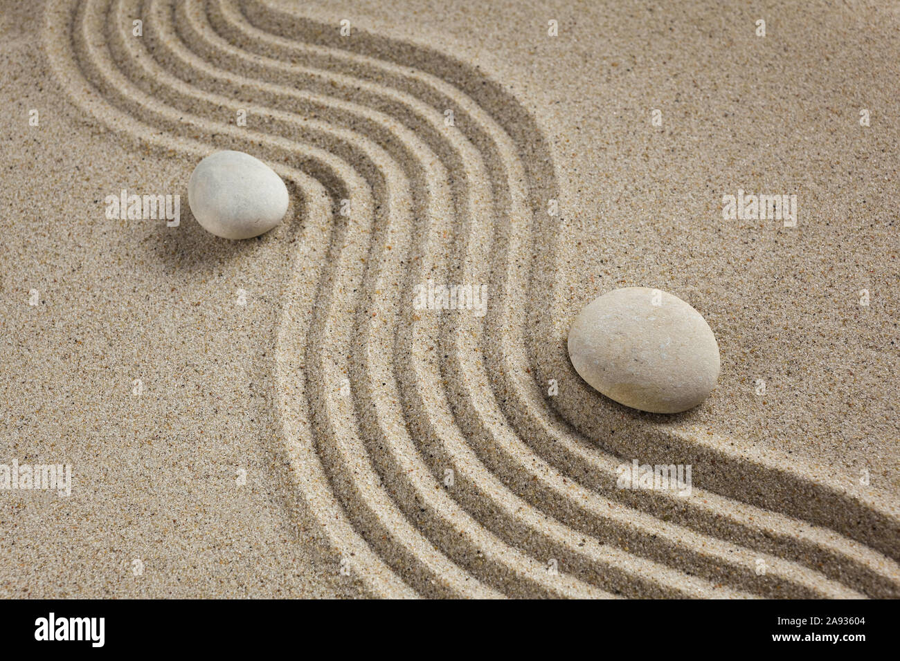 zen garden stones in sand for relaxation and concentration during ...