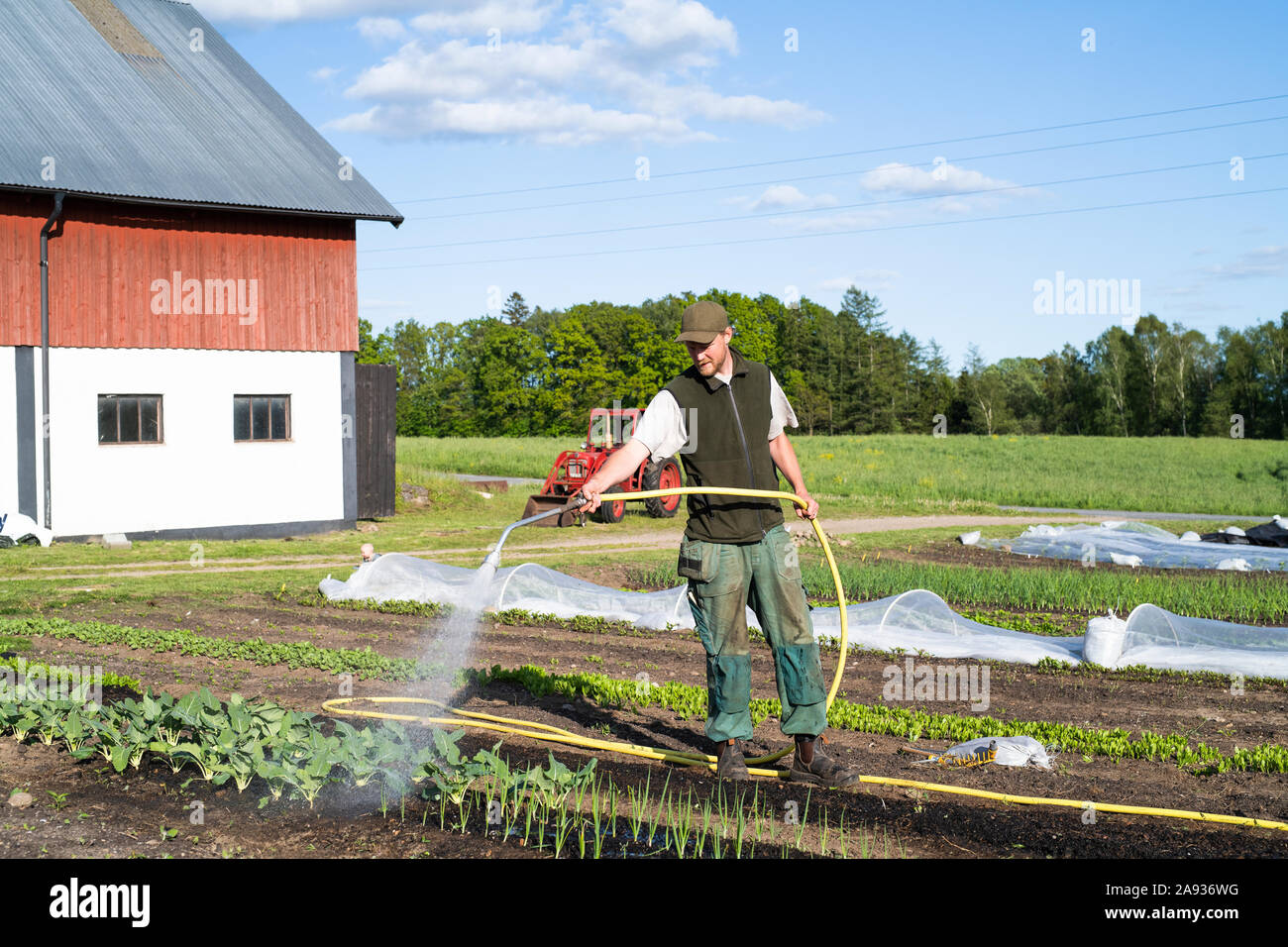 Man working on field Stock Photo - Alamy