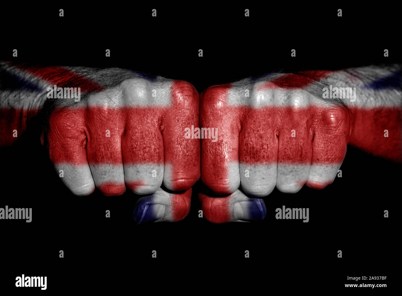 fists painted with the union jack flag Stock Photo - Alamy