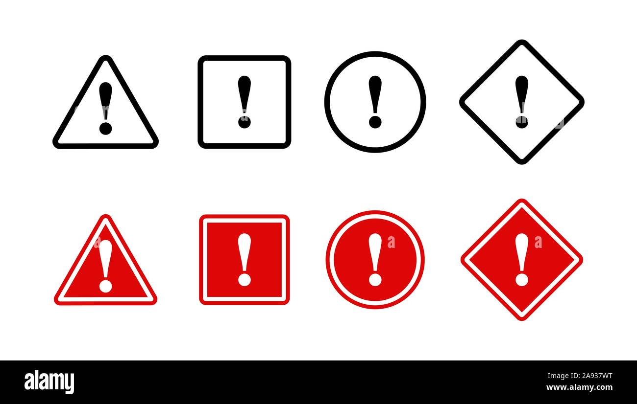 Danger symbol in circle, triangle and square, flat design Stock Vector ...