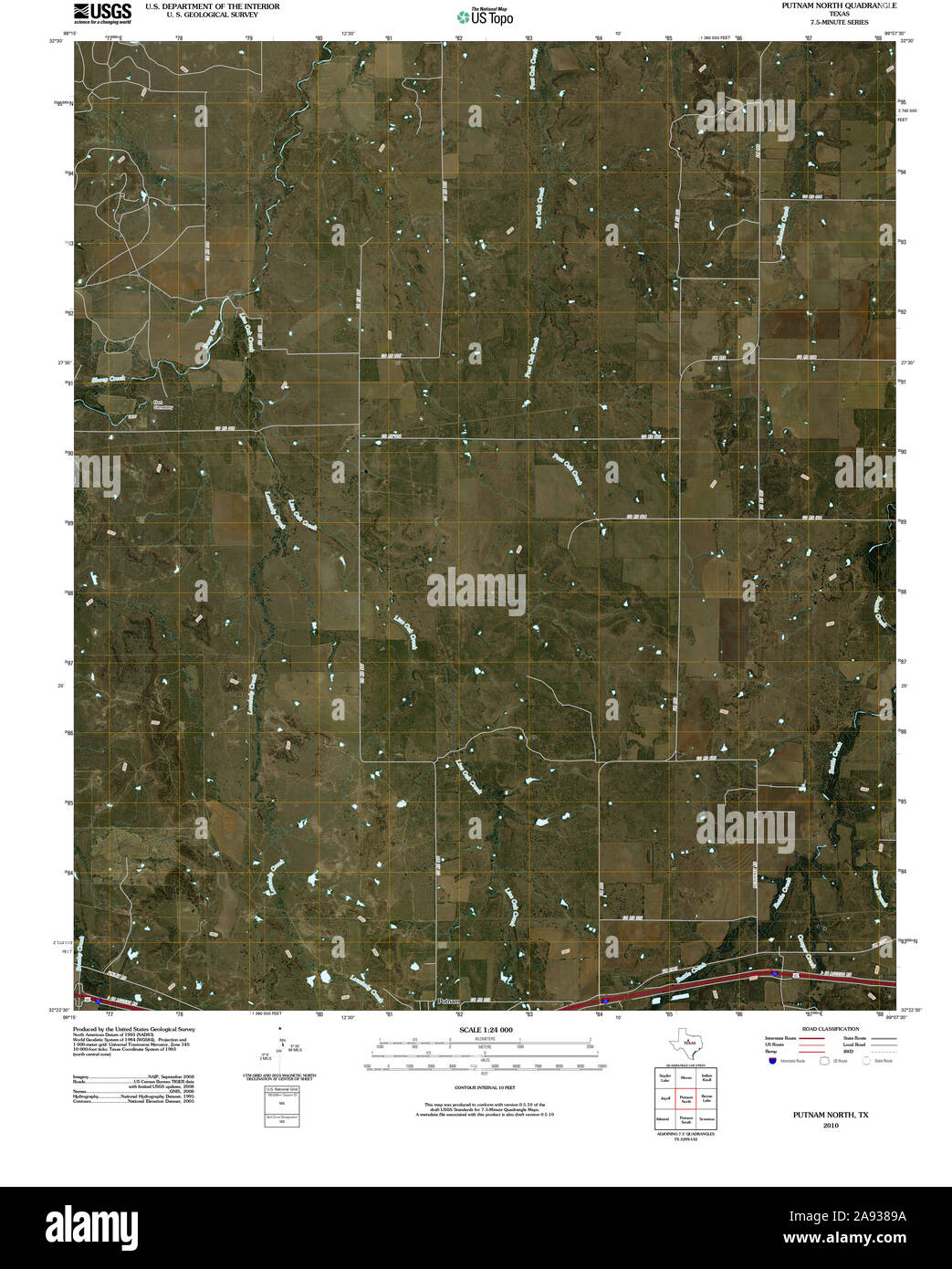 USGS TOPO Map Texas TX Putnam North 20100318 TM Restoration Stock Photo ...