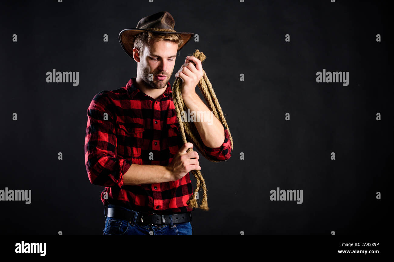 handsome rancher. western cowboy portrait. wild west rodeo. man in hat ...