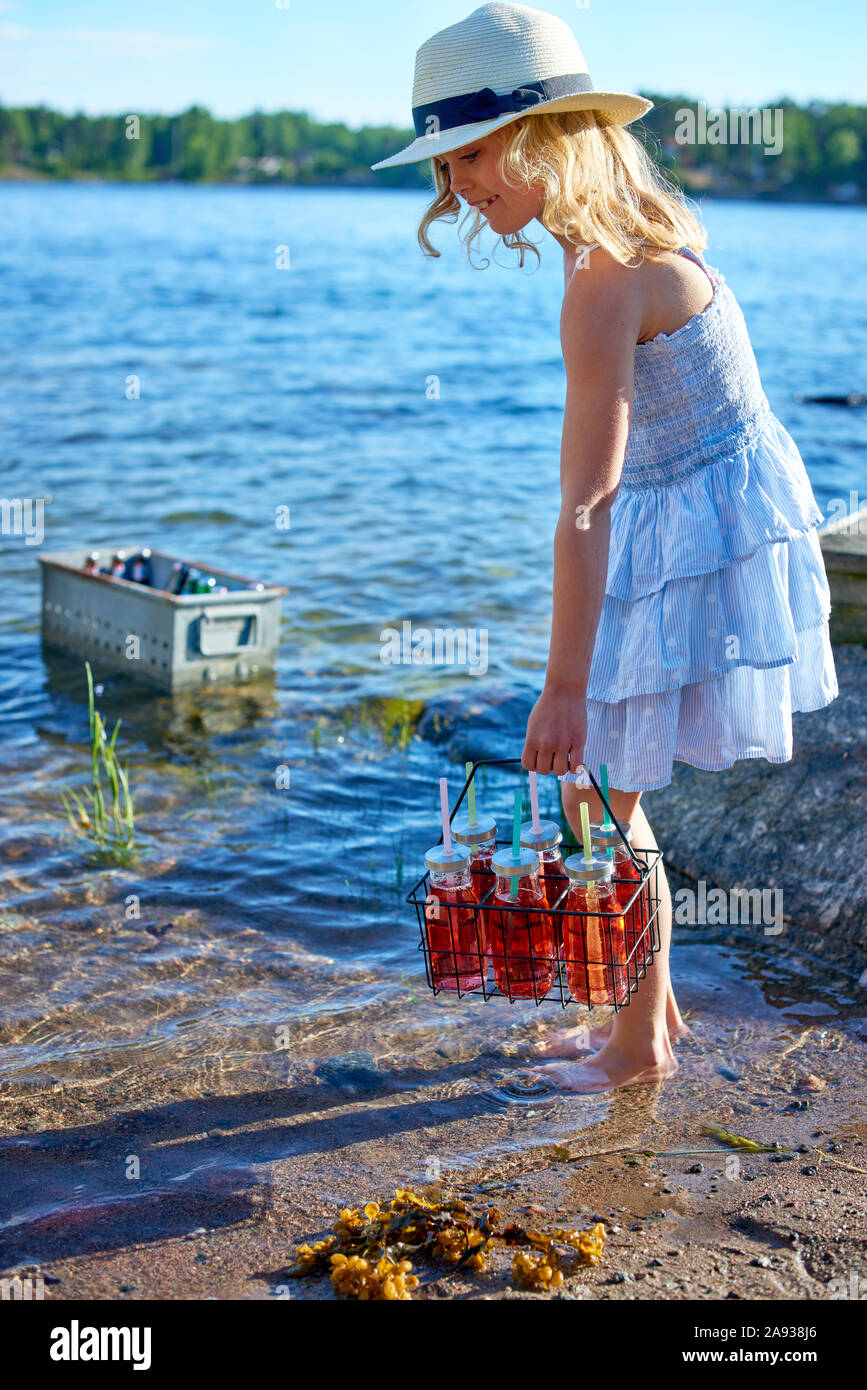 Blonde girl drinks water hi-res stock photography and images - Alamy