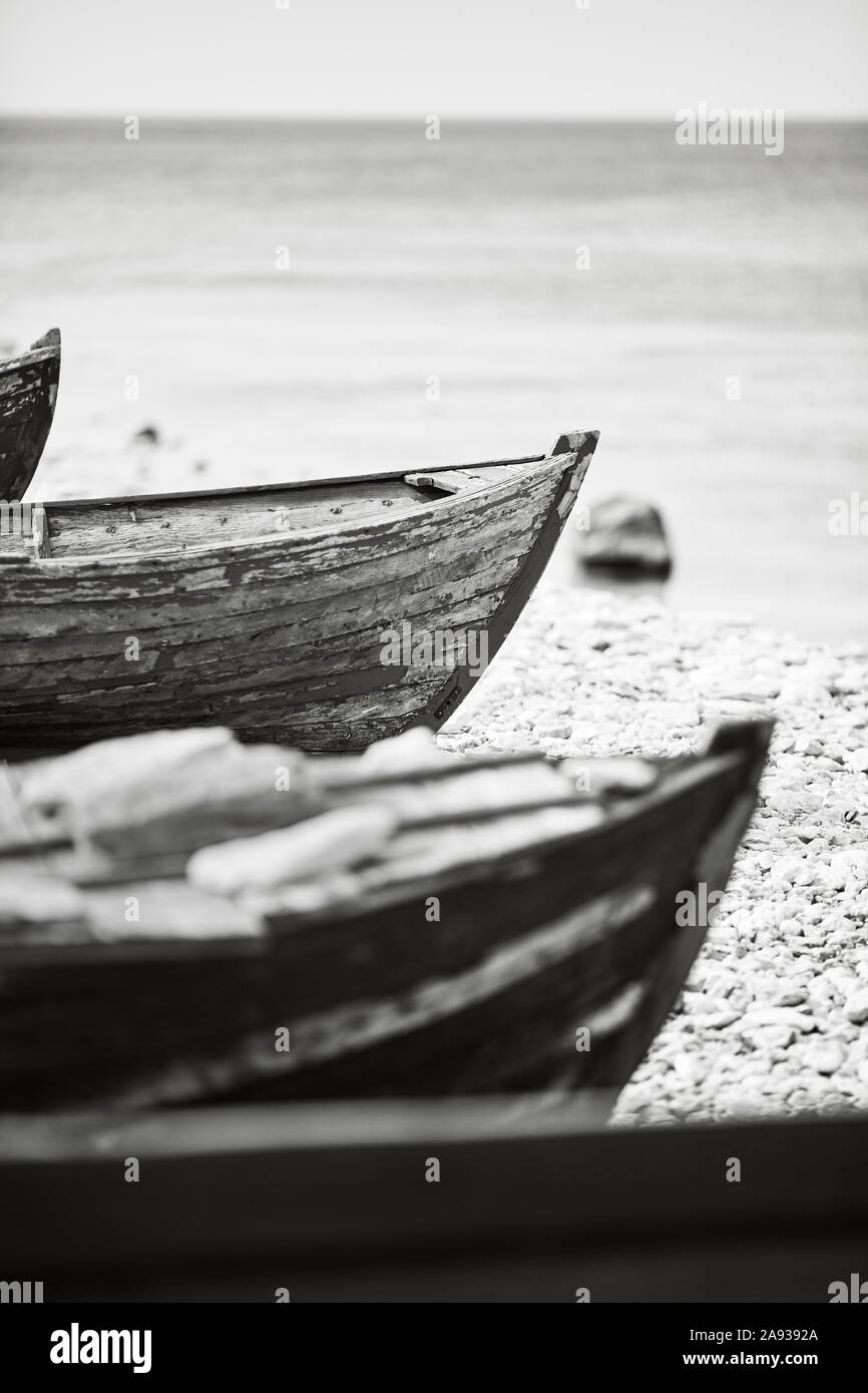 Rowing boats on beach Stock Photo - Alamy