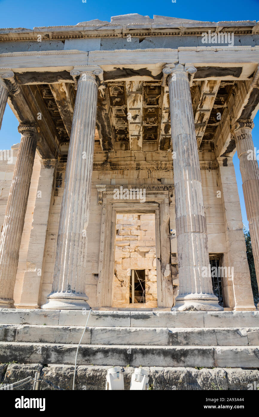 North Porch of the Erechtheion Temple atop of the Acropolis in Athens ...