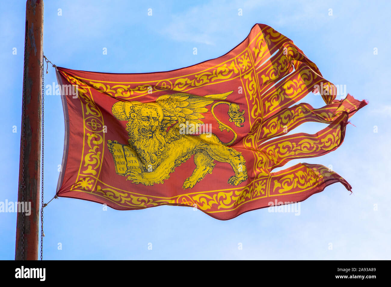 The flag of the city of Venice in Italy Stock Photo - Alamy