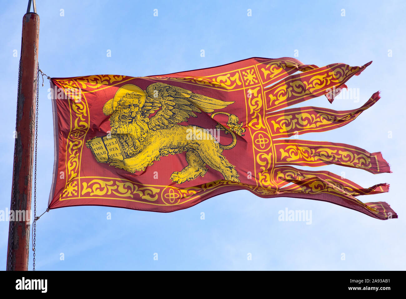 The flag of the city of Venice in Italy Stock Photo - Alamy