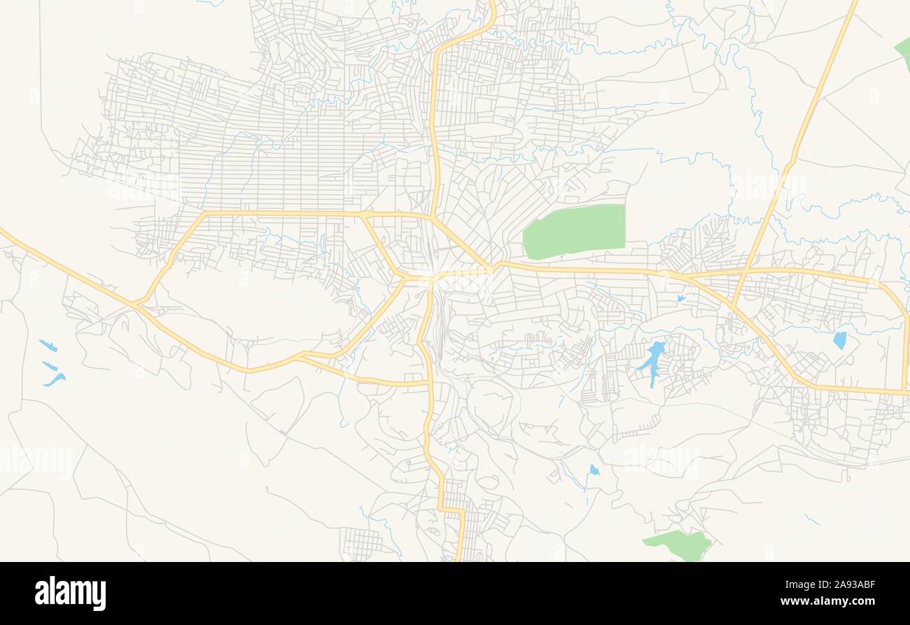 Printable street map of Likasi, DR Congo. Map template for business use ...