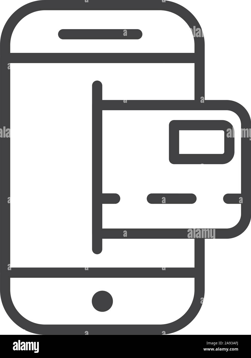 smartphone bank card finance money icon thick line vector illustration ...