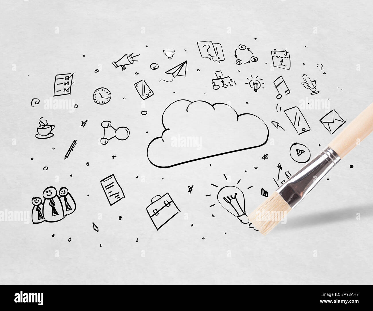Pencil drawing online task management concept Stock Photo - Alamy